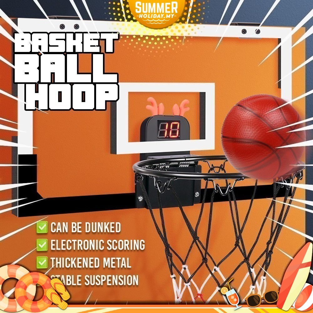 Basketball Board With Electronic Scoring Wall Hang Hook Outdoor Indoor ...