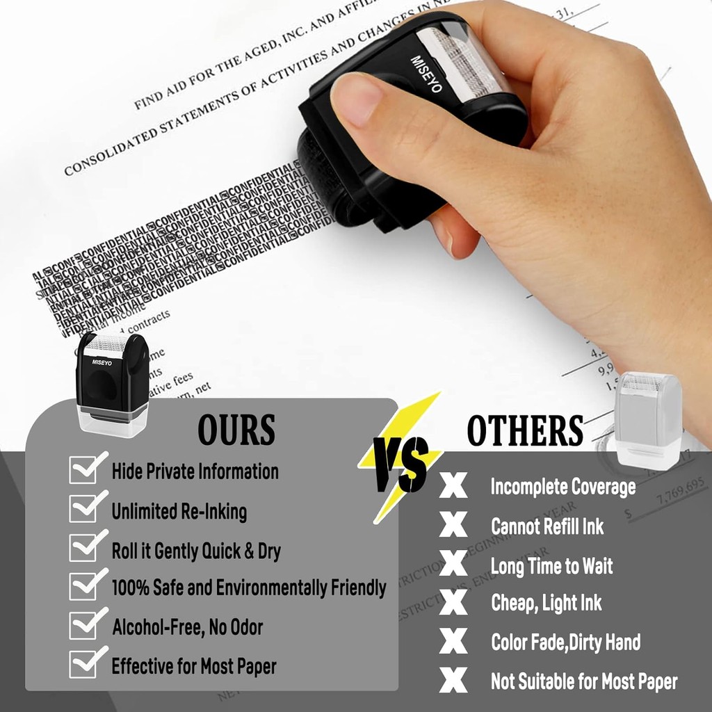 Identity Theft Protection Roller Stamps for Data Barcode ID Privacy,Anti-Theft Security ...