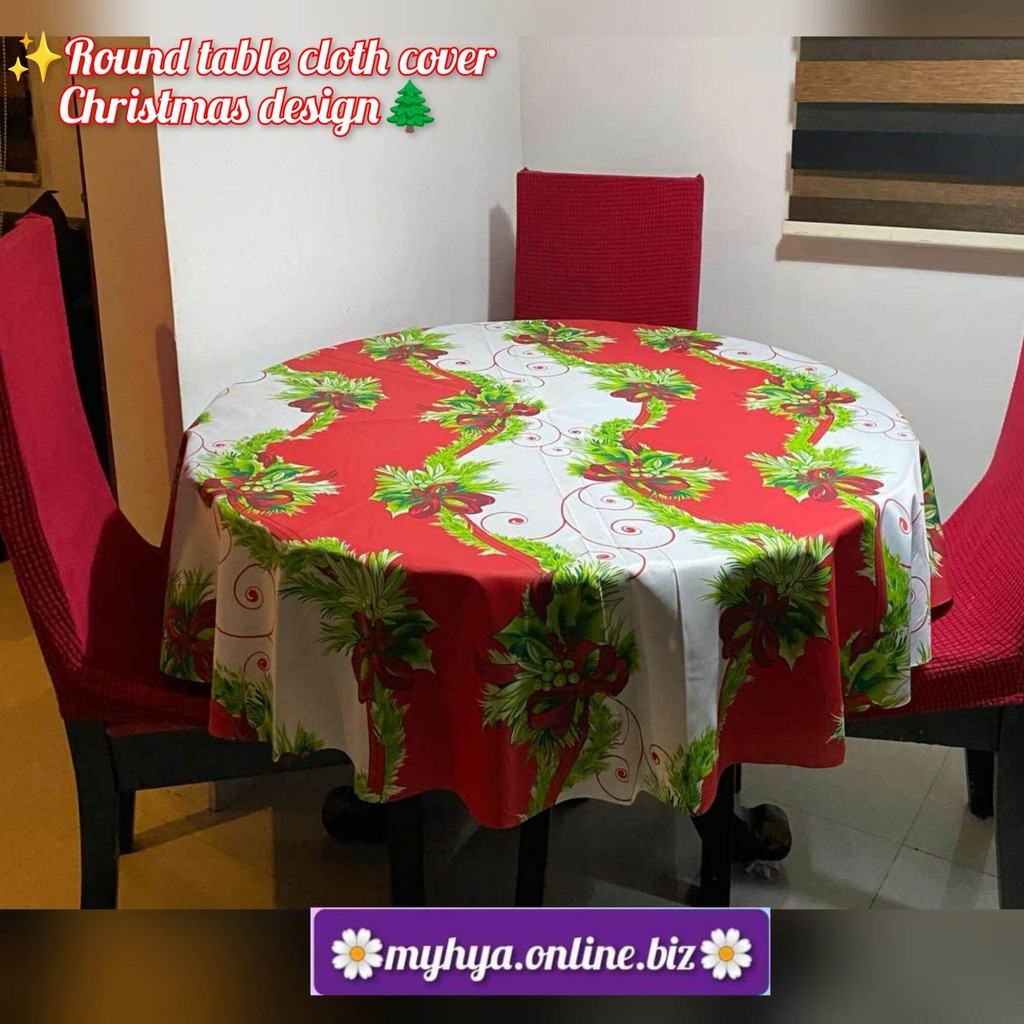 CHRISTMAS DESIGN table cover for ROUND table ( bilog pagkakatahi) tela ...