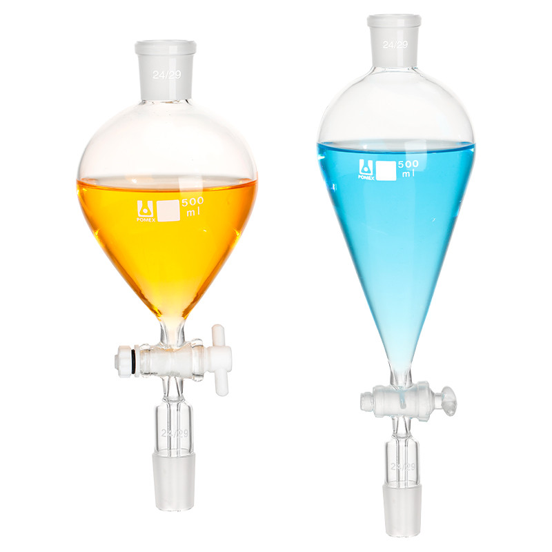 Standard Pear-Shaped Spherical Separation Funnel with Teflon Glass ...