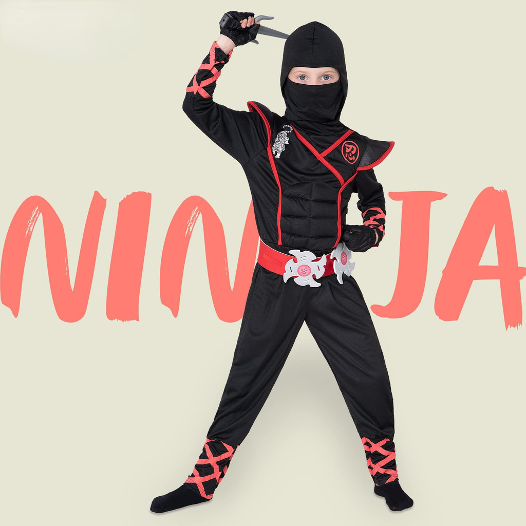 Ninja Cosplay Costume for Kids Boys Halloween Cosplay with Accessories ...