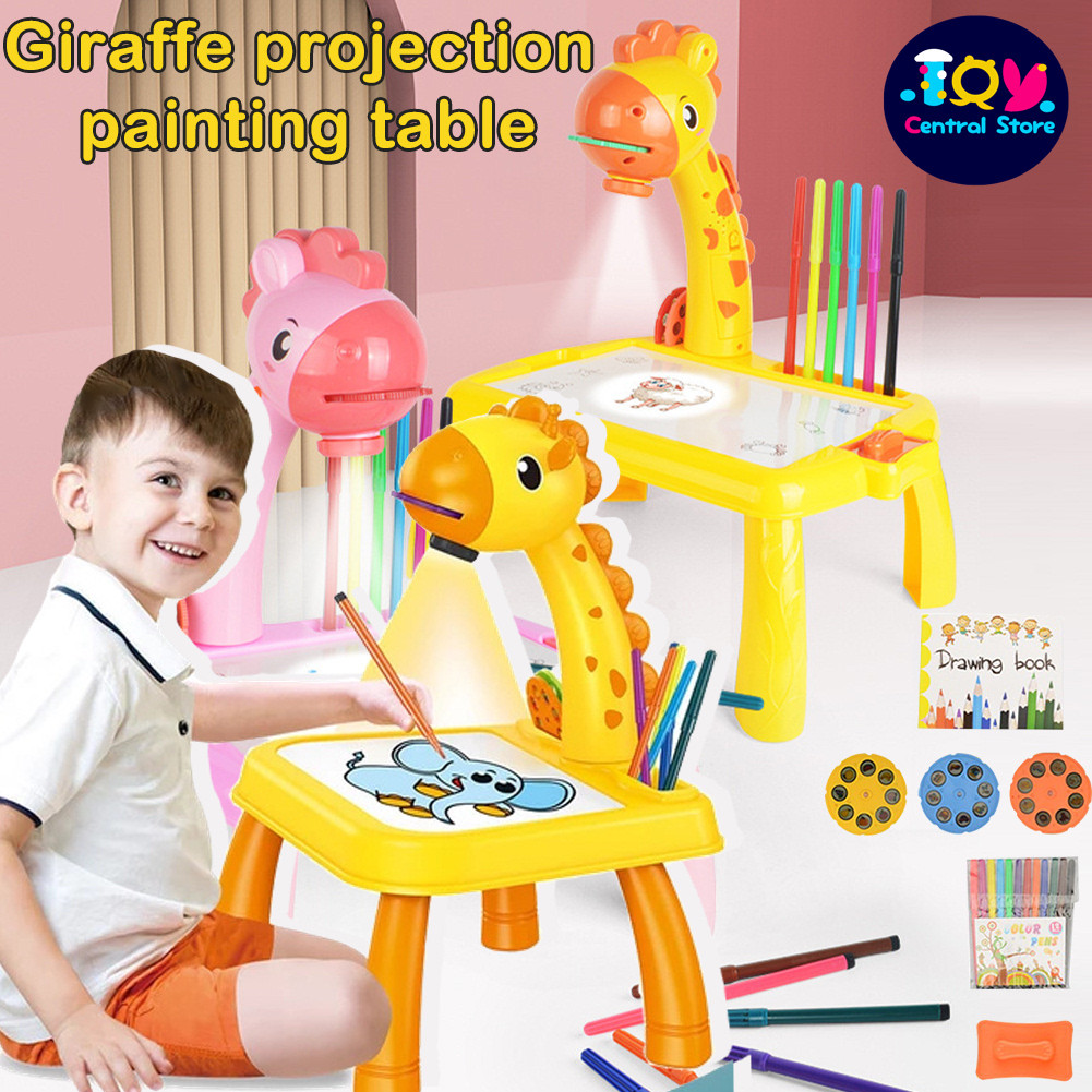 Children LED Painting Projector Toy Art Drawing Board Table Early ...