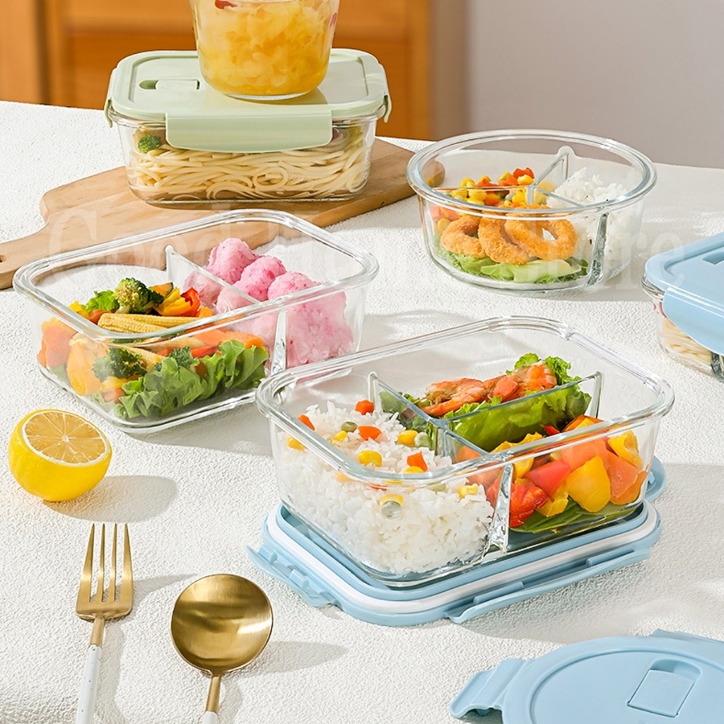 Glass Lunch Box Food Keeper Crisper Leak Proof Microwave Transparent ...
