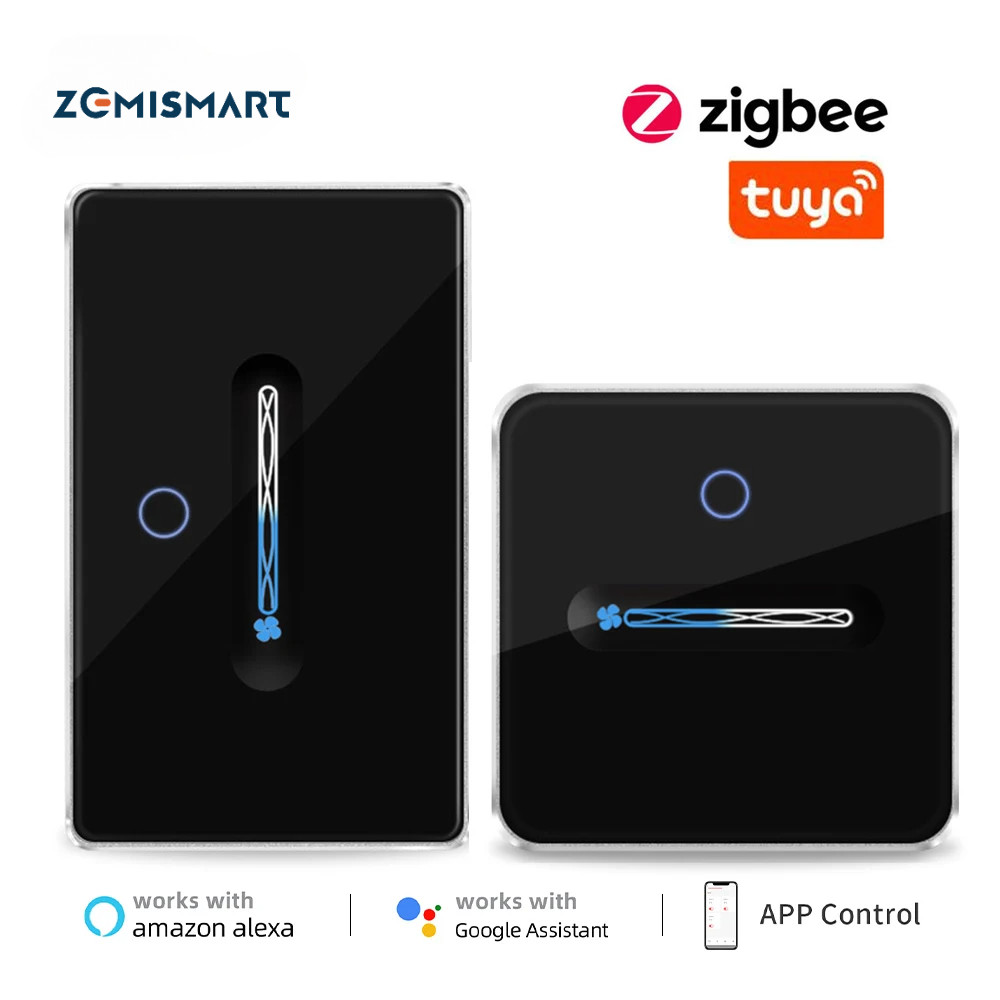zemismart Tuya Zigbee Ceiling Fans Switch,1 Gang Neutral Fan Light ...