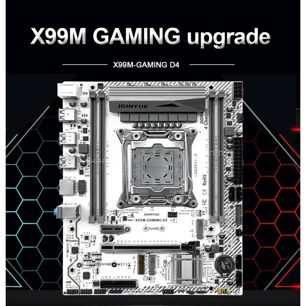 JGINYUE X99M GAMING Motherboard LGA 2011-3 Support Xeon E5 V3 V4 CPU and DDR4 RAM Memory M.2 ...