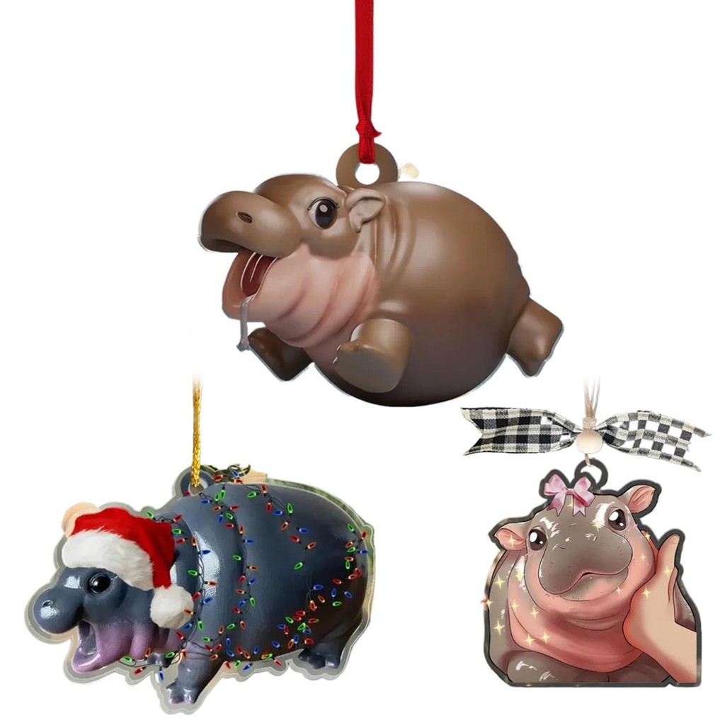 MOO DENG Hippo Pygmy Hippo Statue Resin Hippo Figurines Portable Small ...