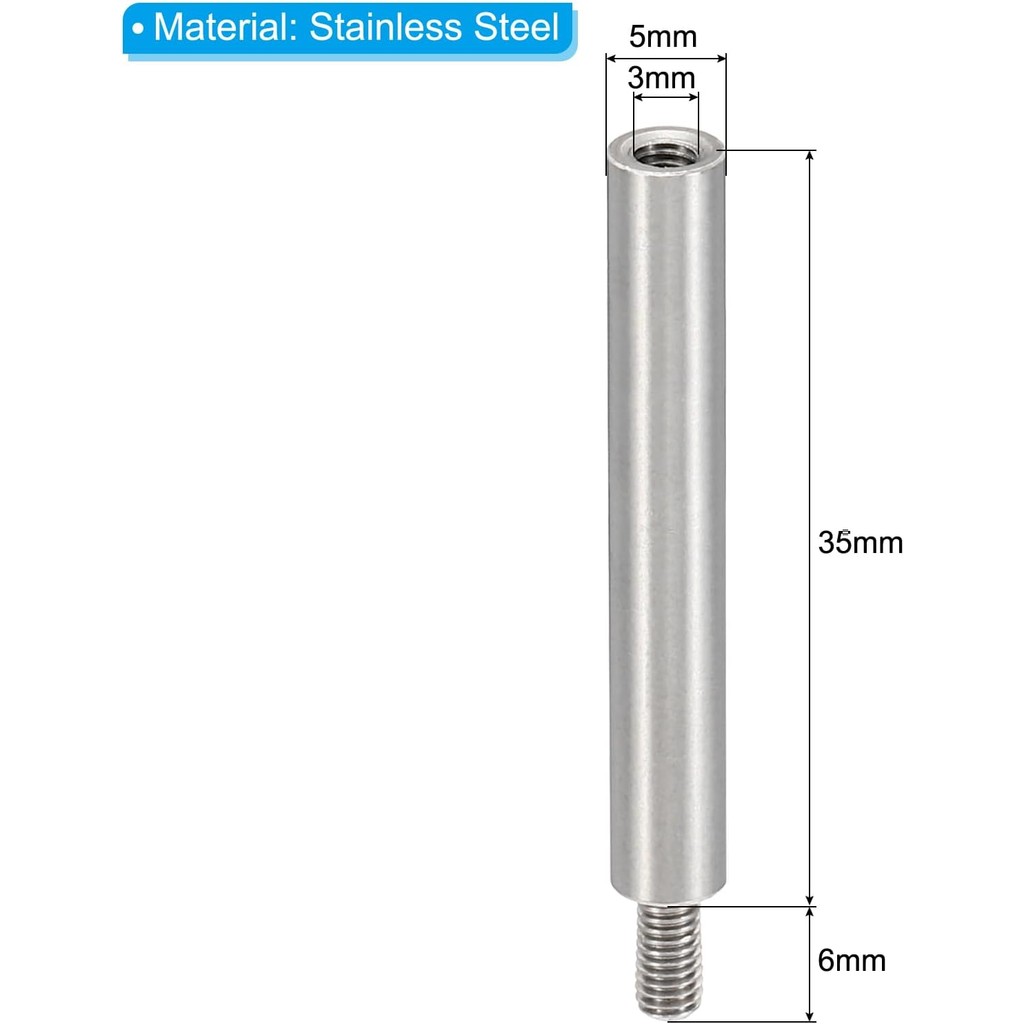 PATIKIL 12pcs M3 Standoffs, M3 35+6mm Spacer Standoffs Steel Threaded ...
