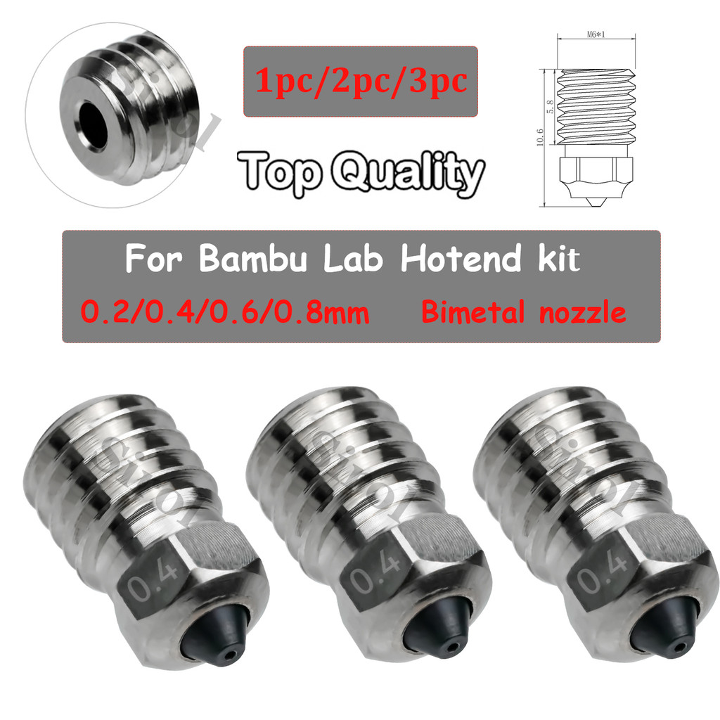 Nozzles Bimetal For Bambu Lab Hotend kit 0.4mm 0.6mm Copper Plating V1 ...