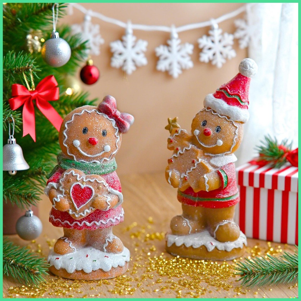 Gingerbread Man Statue Small Christmas Sculpture Resin Gingerbread Man ...