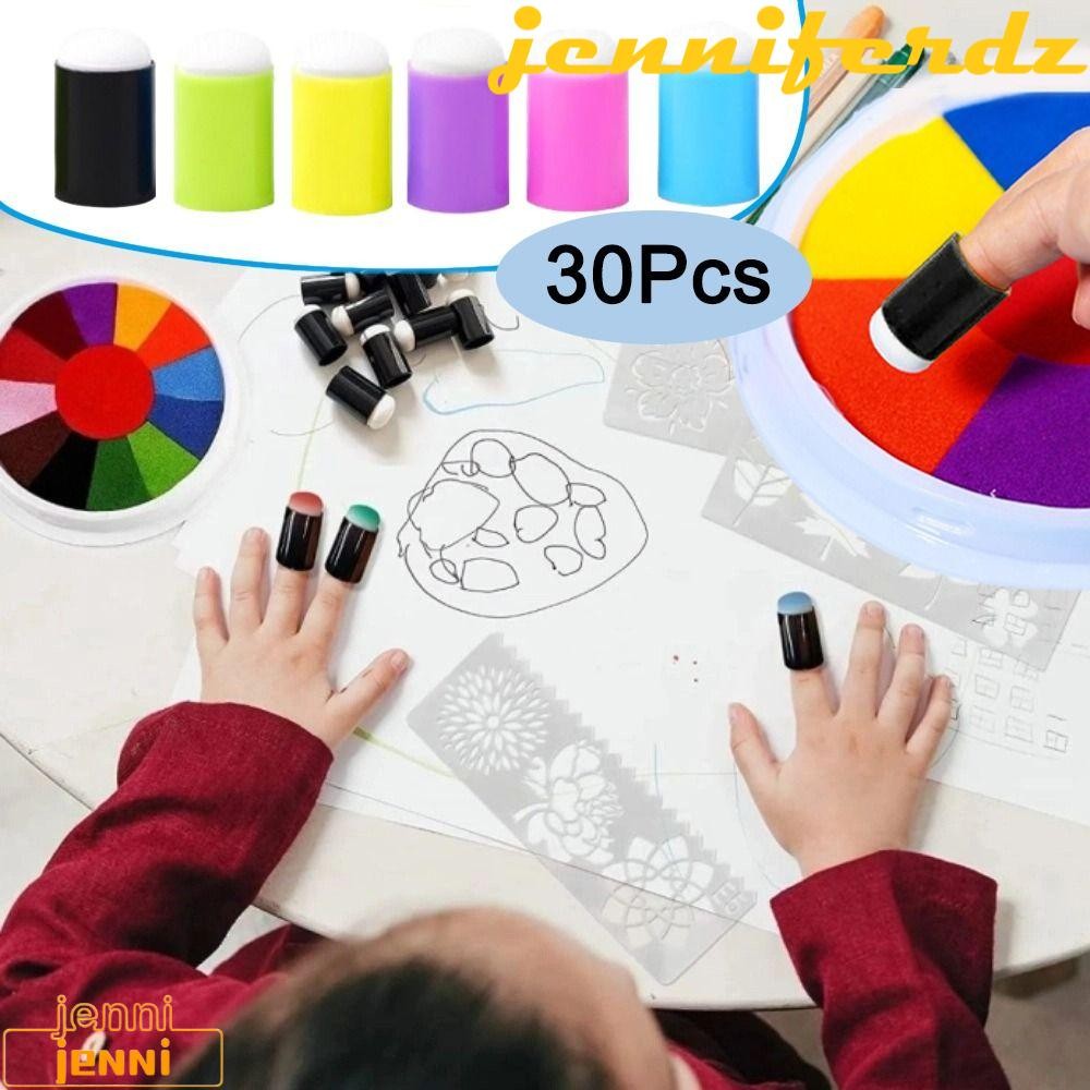JENNIFERDZ 30pcs Finger Painting Sponge, Inking Staining Craft Dauber ...