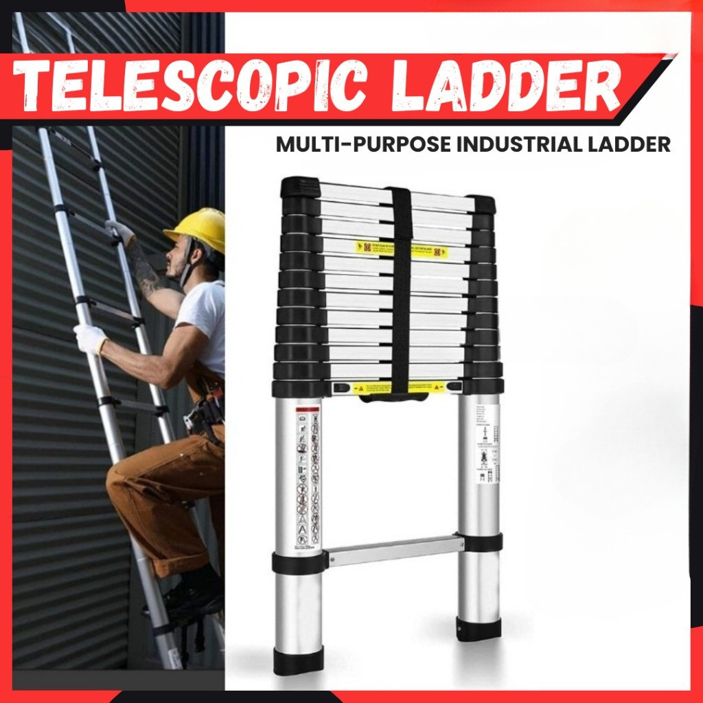 Durable Aluminum Telescopic Ladder 3M / 9.8ft Straight Type | Shopee ...