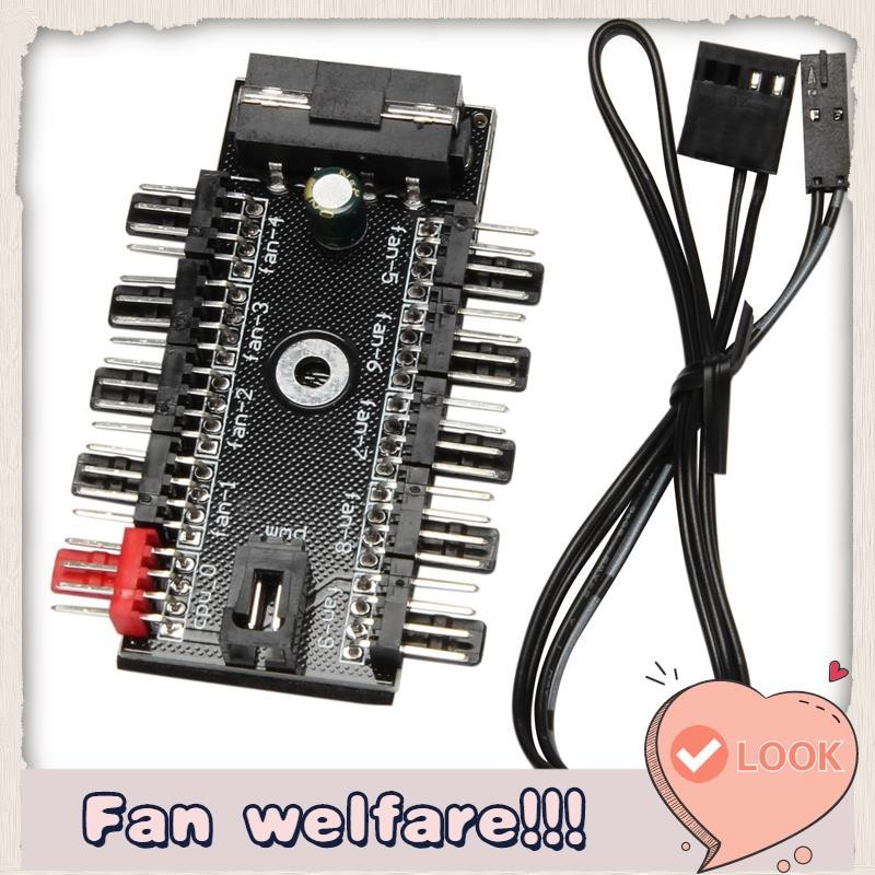 10 Port PC Chassis Fan Hub CPU Cooling HUB 12V 4 Pin Fan PWM Hub Molex ...