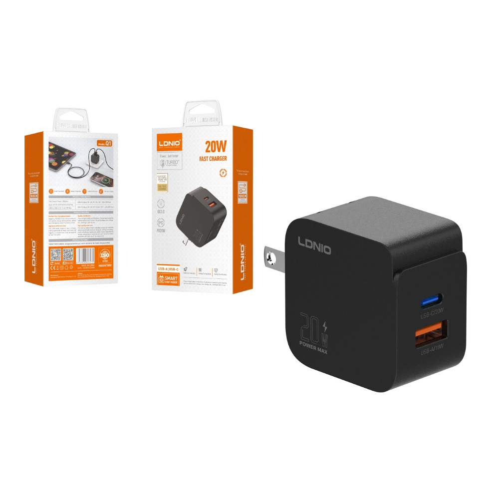 LDNIO Q1 Dual Port Charger – 20W USB + Type-C Fast Charge | Shopee ...