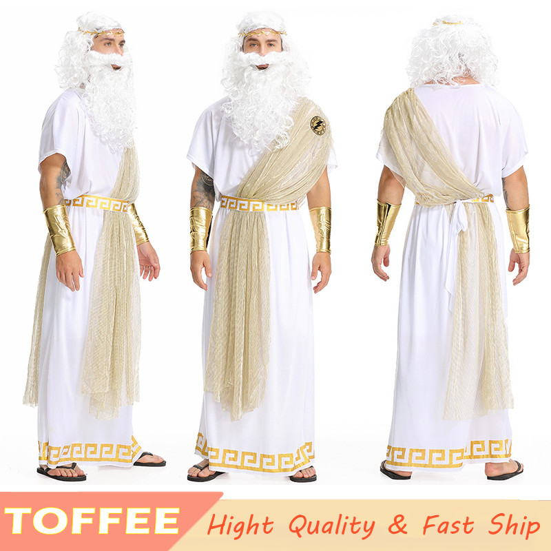 Greek Legend Ancient Greece God Zeus Cosplay Costume Rome White Golden ...