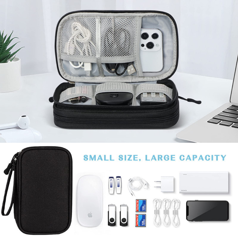 Charger Storage Bag Double Layer Small Tool Storage Bag | Shopee ...