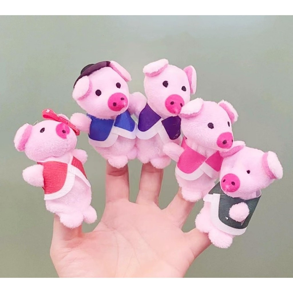 This Little Piggy Finger Puppets for Kids, 5 Pack Plush Finger Puppets ...