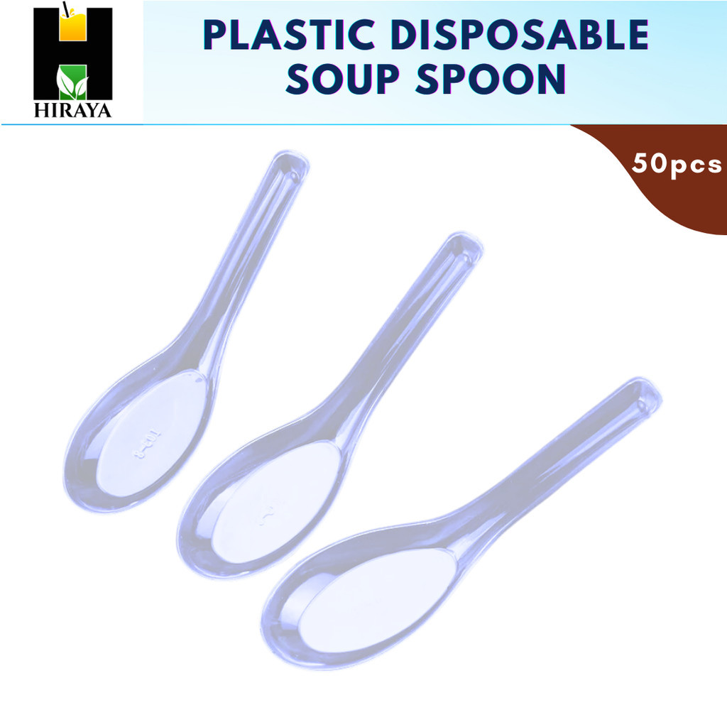 Plastic Disposable Soup Spoons (50pcs) / Desserts / Appetizer | Shopee ...