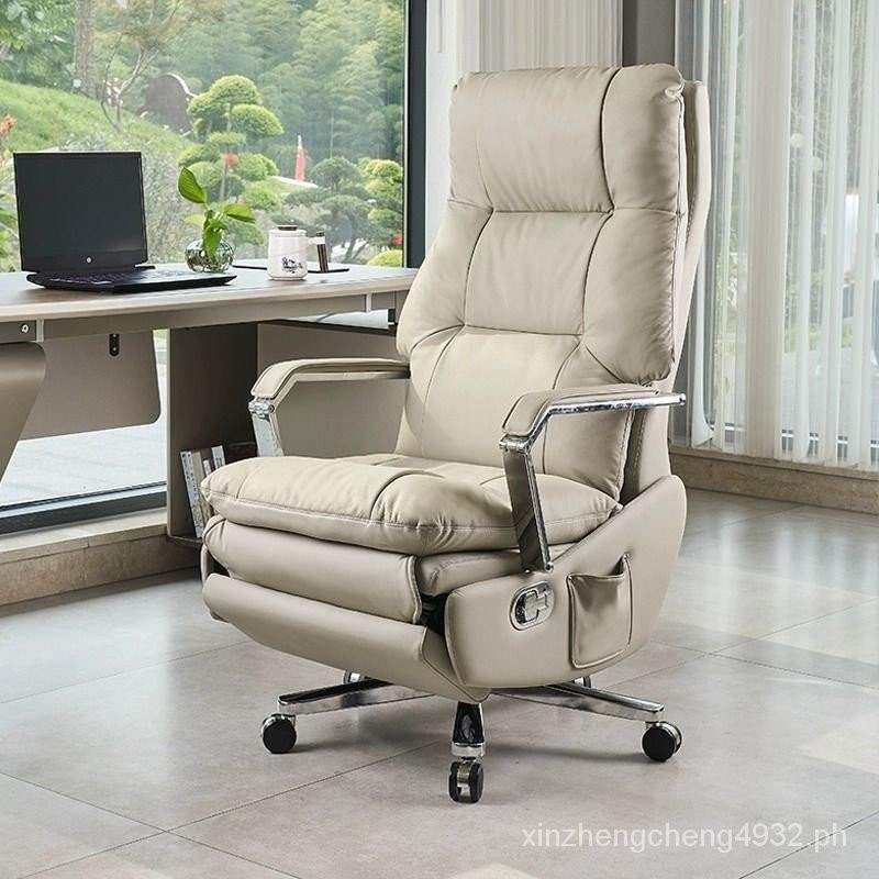 Leather Office Electric Boss Seat Study Computer Chair Home Comfortable ...