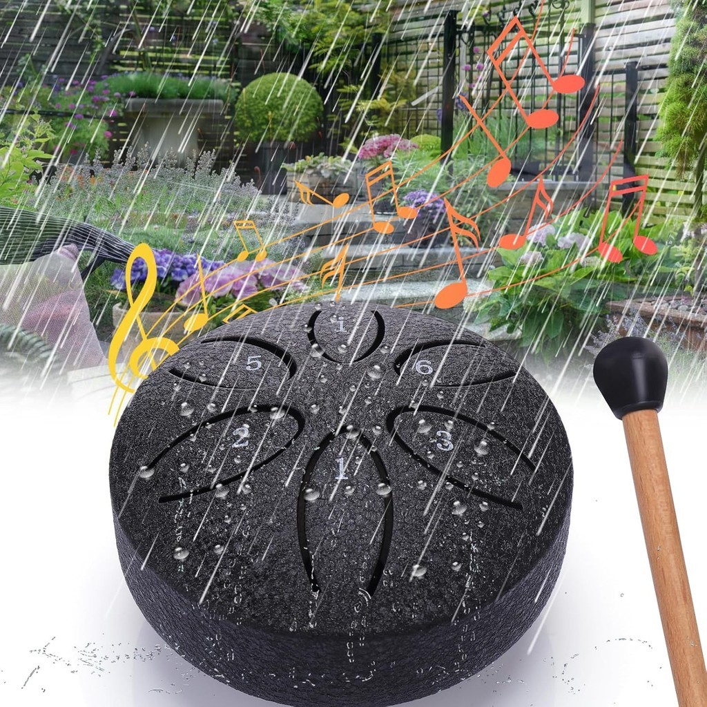 Rain Drum for Outside - 3 Inches 6 Notes Steel Tongue Drum Rain Chime ...