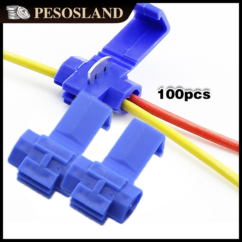 100Pcs Blue Wire Connector Clip Quick Connection Terminal Break Free ...