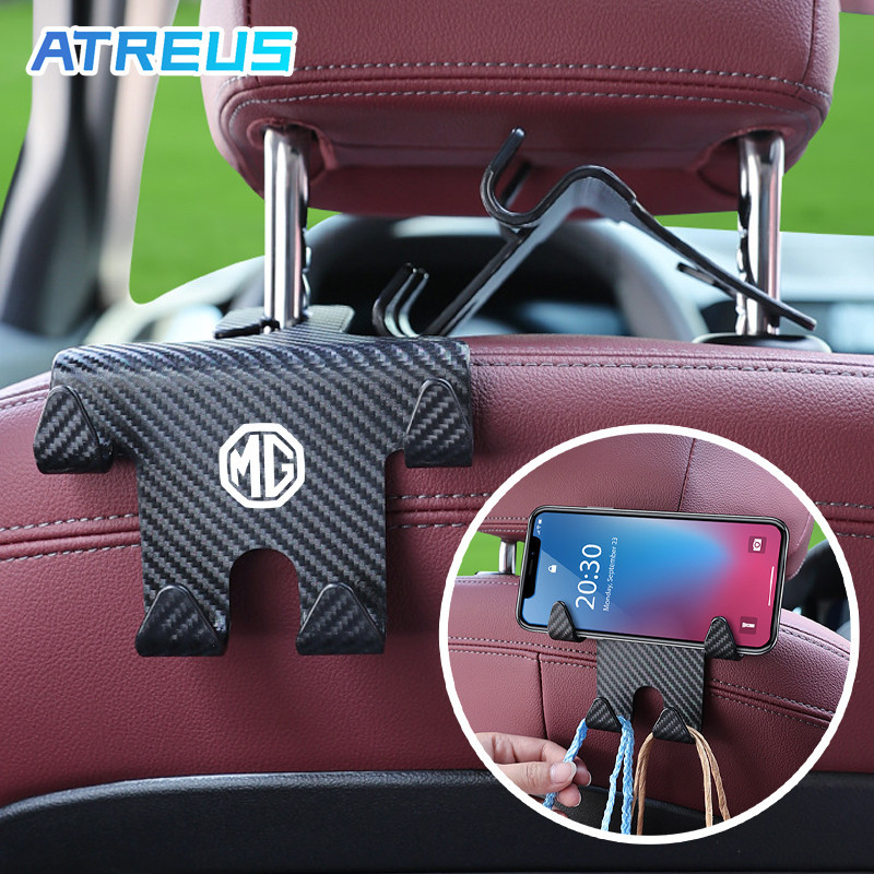 1Pc MG Car Hook Seat Back Carbon Fiber Texture Suspension Four Hooks ...
