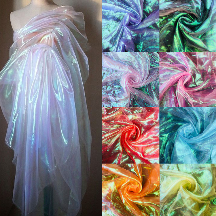 Colorful Laser Tulle Fabric Transparent Fluorescent Mesh Cloth for ...