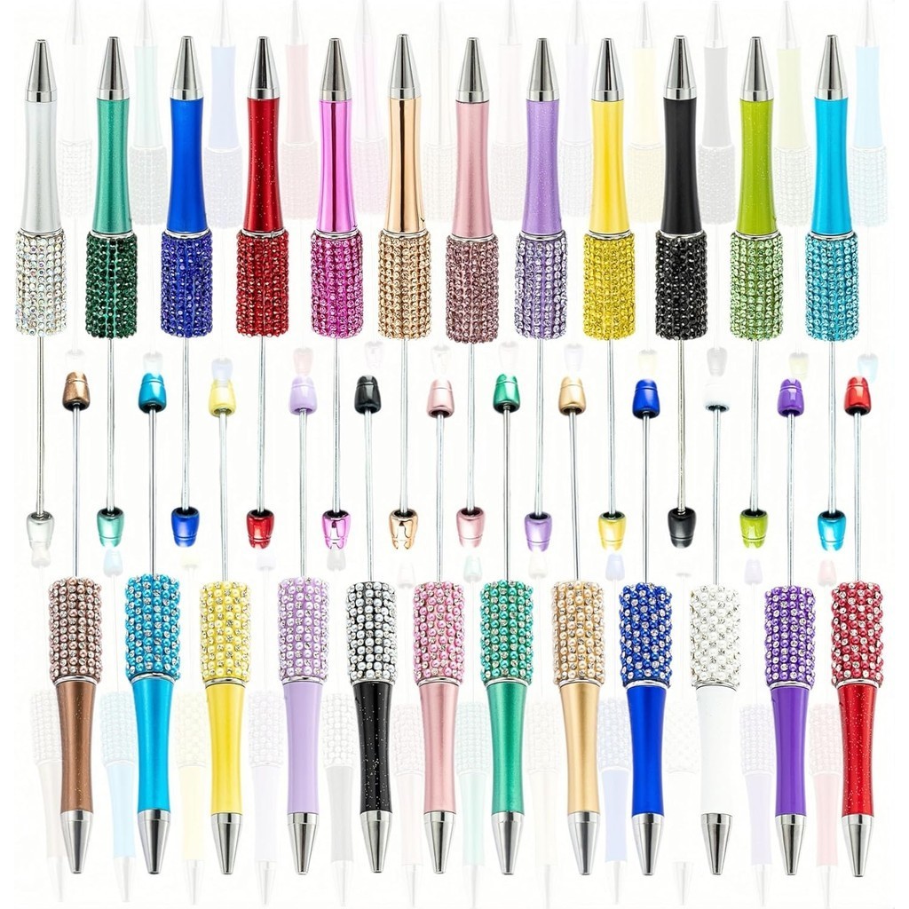 Colorful Gradient Diamond Beadable Ballpoint Pens Retractable Bling ...