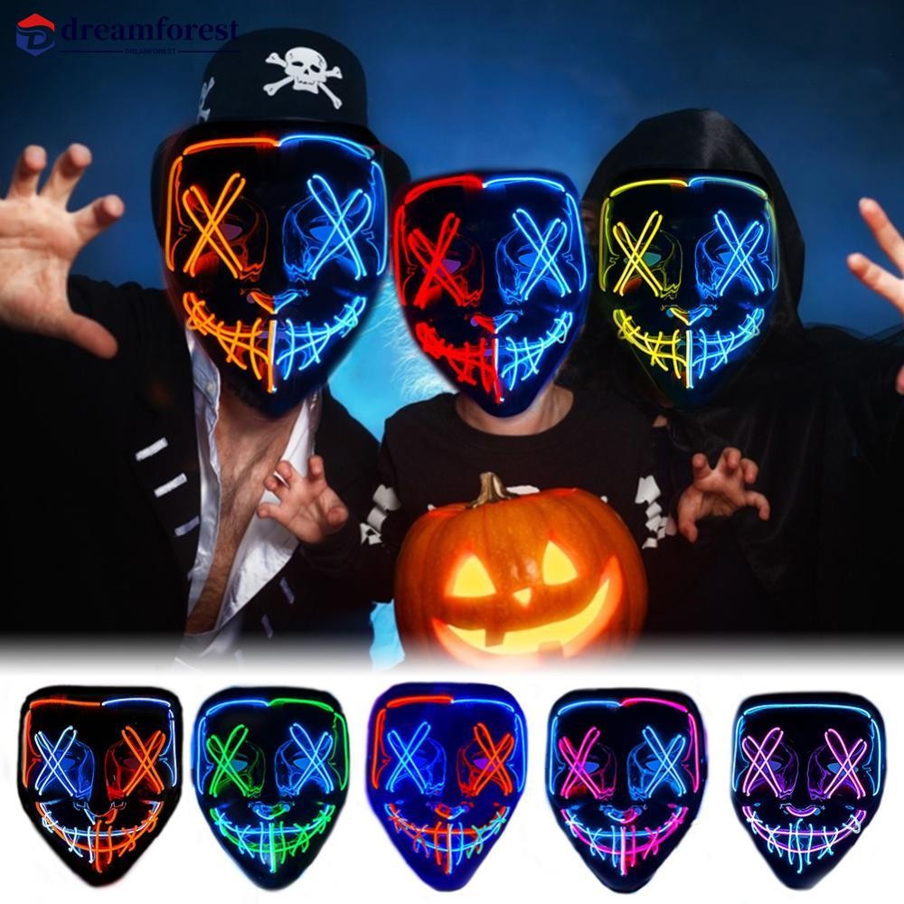 DREAMFOREST LED Halloween Glowing Mask Led Mask Party Masquerade Neon ...