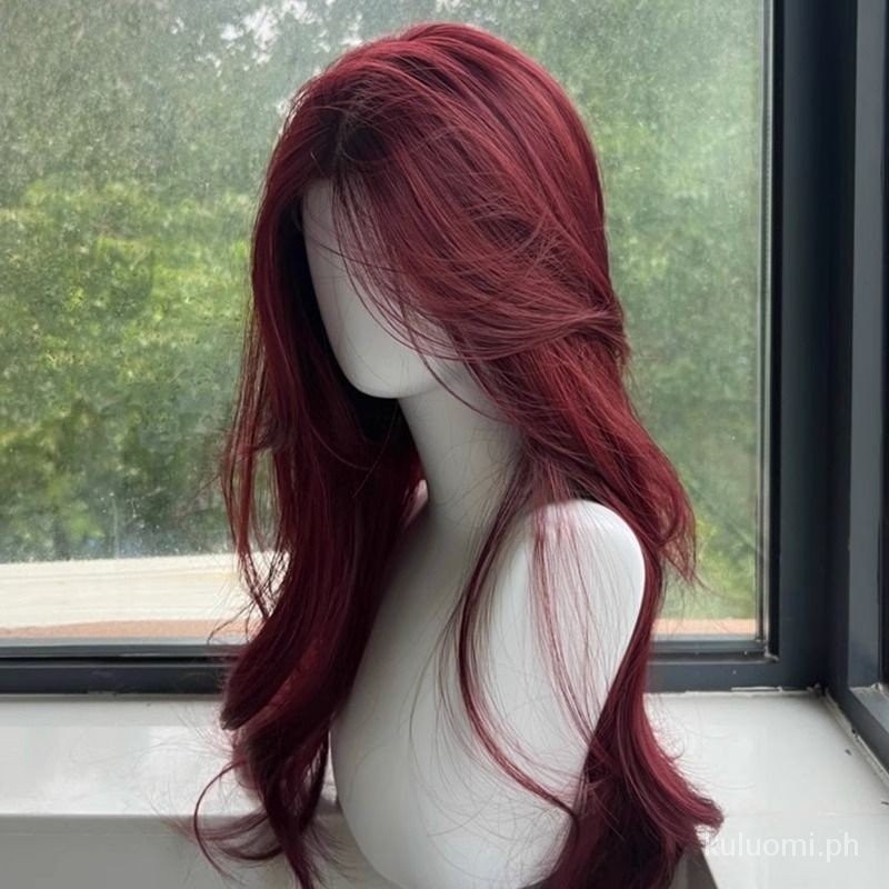 Rose Red Front Lace Big Wave Wig Women's Small Medium-Sized Eight ...