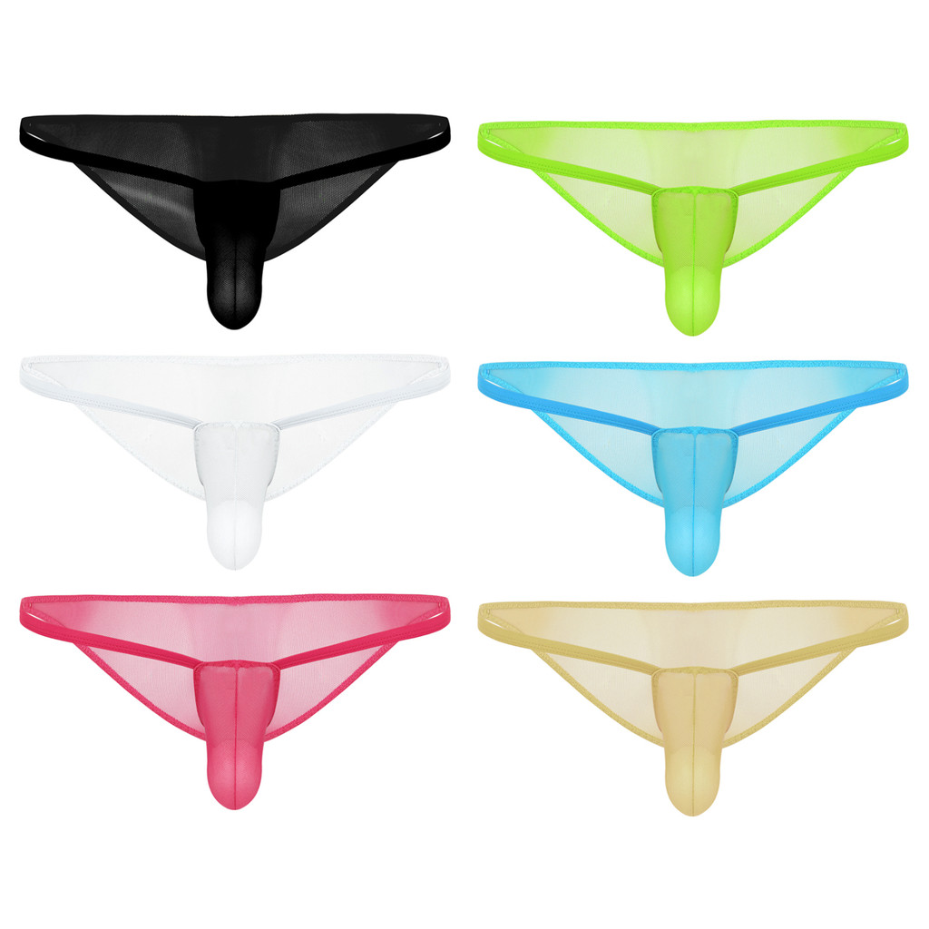 Yhong Mens Sexy Underwear See-through Sheer Briefs Mesh Pouch Lingerie ...