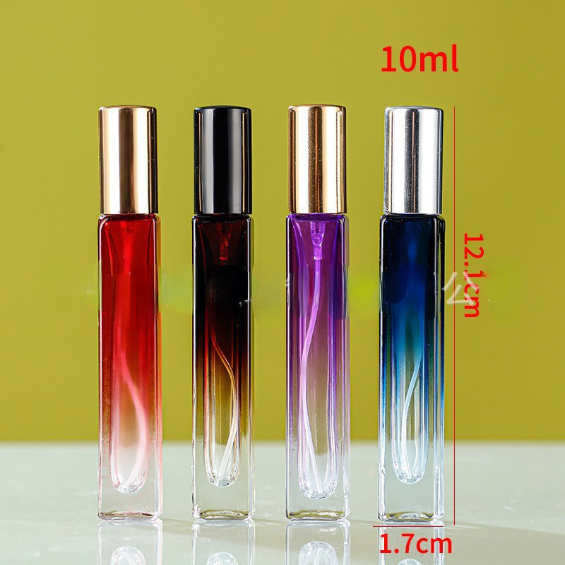 10ml Square Glass Perfume Spray Bottle Empty Refillable Gradient Color ...