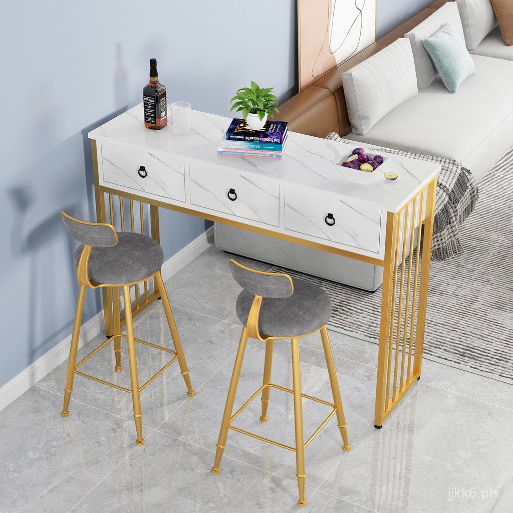 Household Bar Counter Wall-Mounted High Table with Drawer Small Bar ...