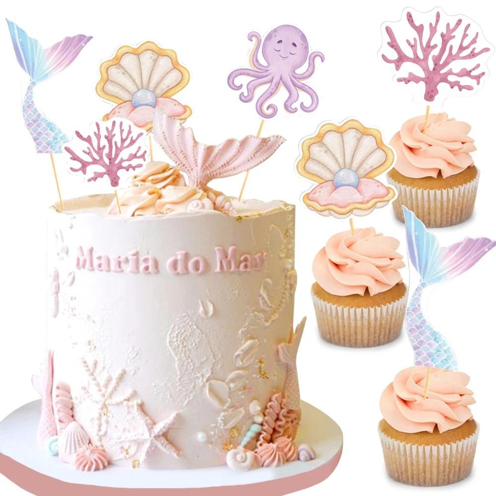 Ocean Cake Decorations Under the Sea Mermaid Cake Toppers Shell Coral ...