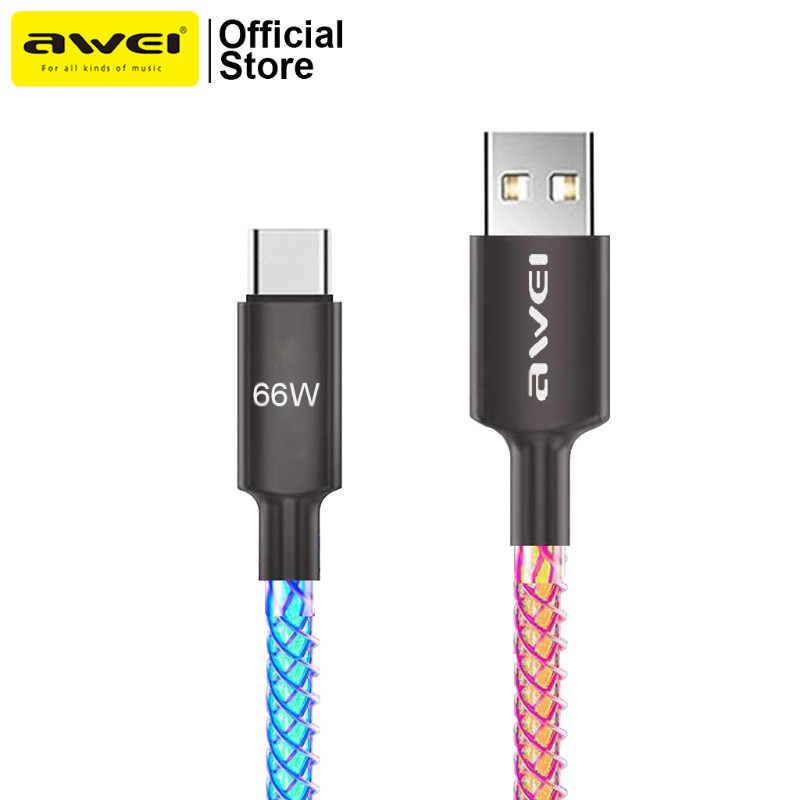 Awei CL-127T 100cm 66W Fast Charging Type-C Quick Charge Data Sync ...