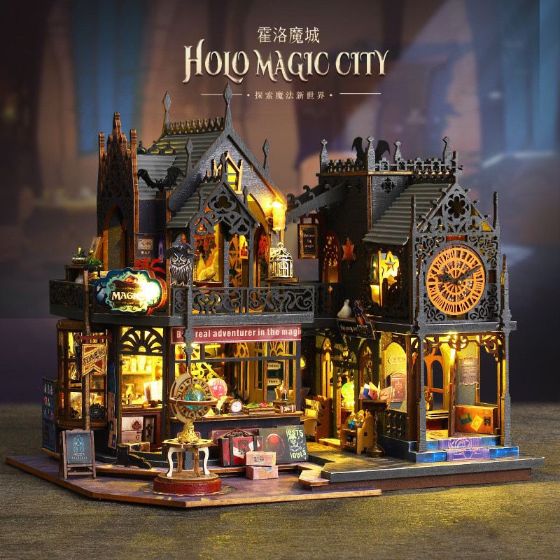 Holo Magic City Magic diy Handmade Cabin House Miniature Assembly ...