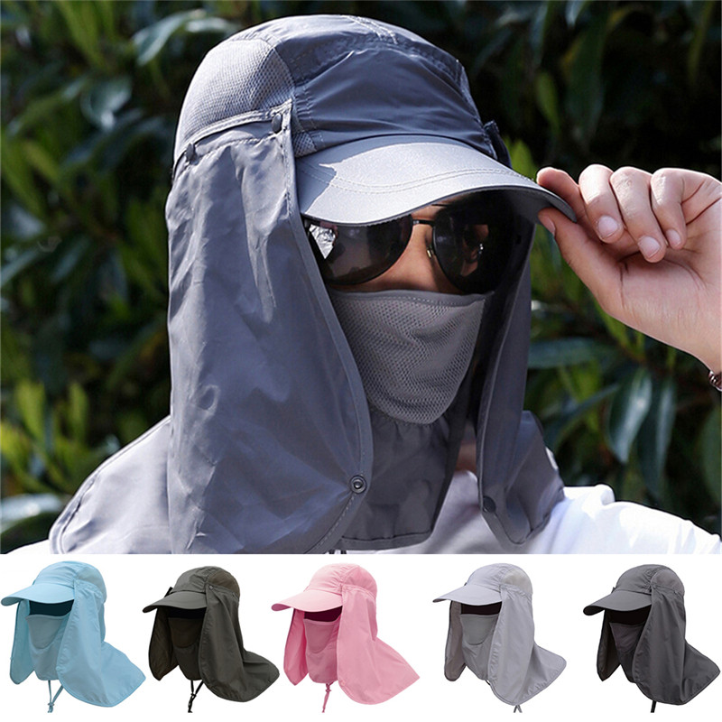 nxp-TEHE Outdoor Sun Shield Neck Face Mask Mesh Floppy Flap Hat Cap ...