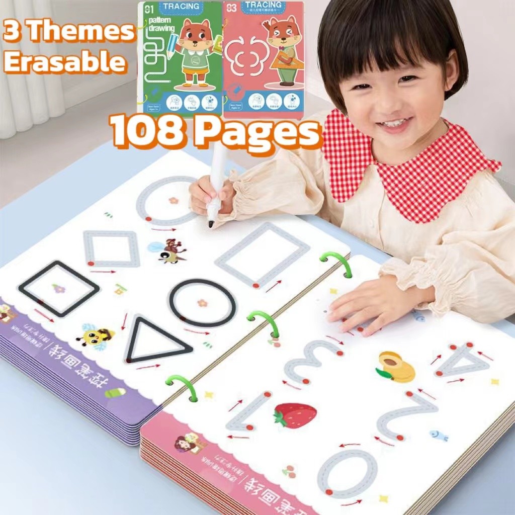 108Page Tracing Book For Kids Erasable and Engaging Coloring Book for ...