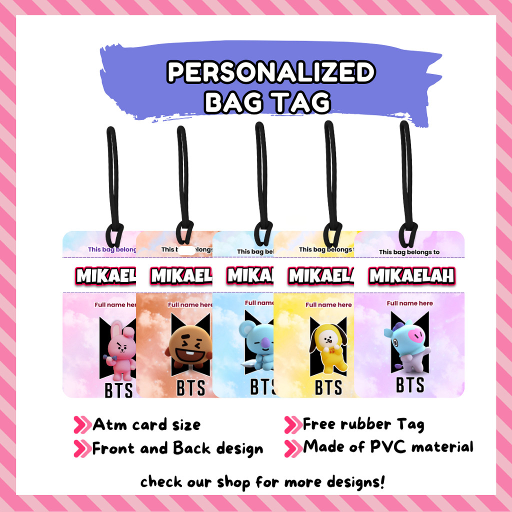 Customized BTS THEME PVC LUGGAGE BAG Tags for Kids – High Glossy, Bag ...