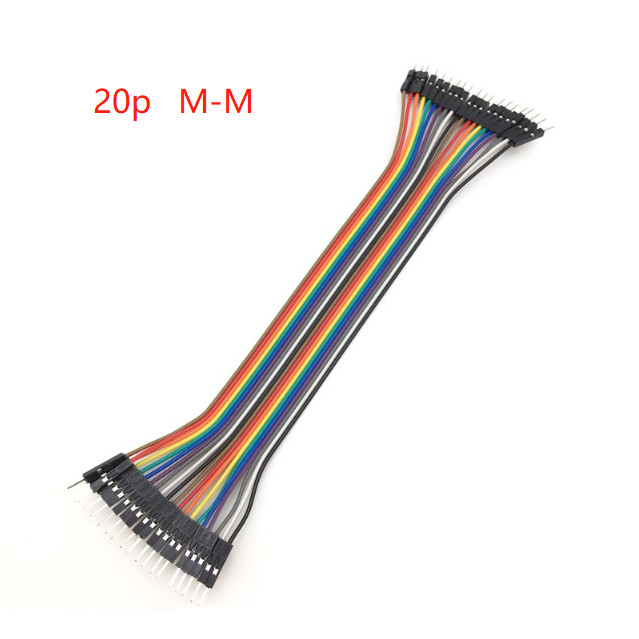 20pcs 20cm 2.54mm 1p-1p Pin Male to Male Color Breadboard Cable Jump ...