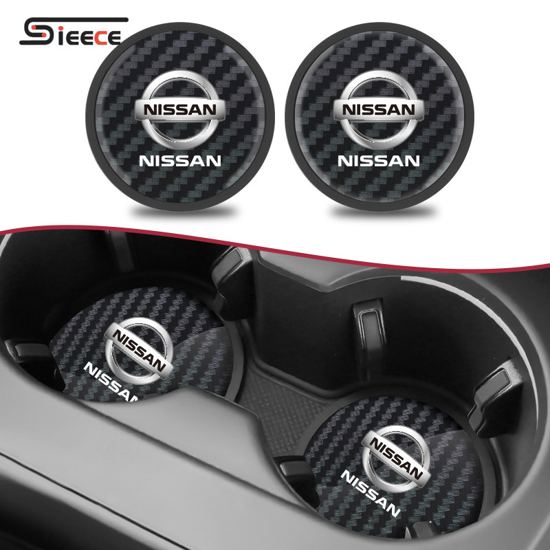 Sieece Carbon Fiber Car Coaster Silicone Non Slip Mat For Nissan Terra ...