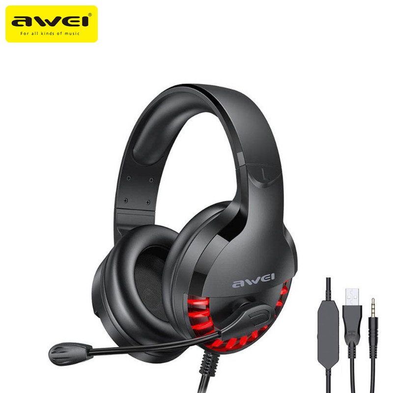 Awei ES-770i Wired Gaming Headset with Over-The-Ear 3.5mm Head Mount ...
