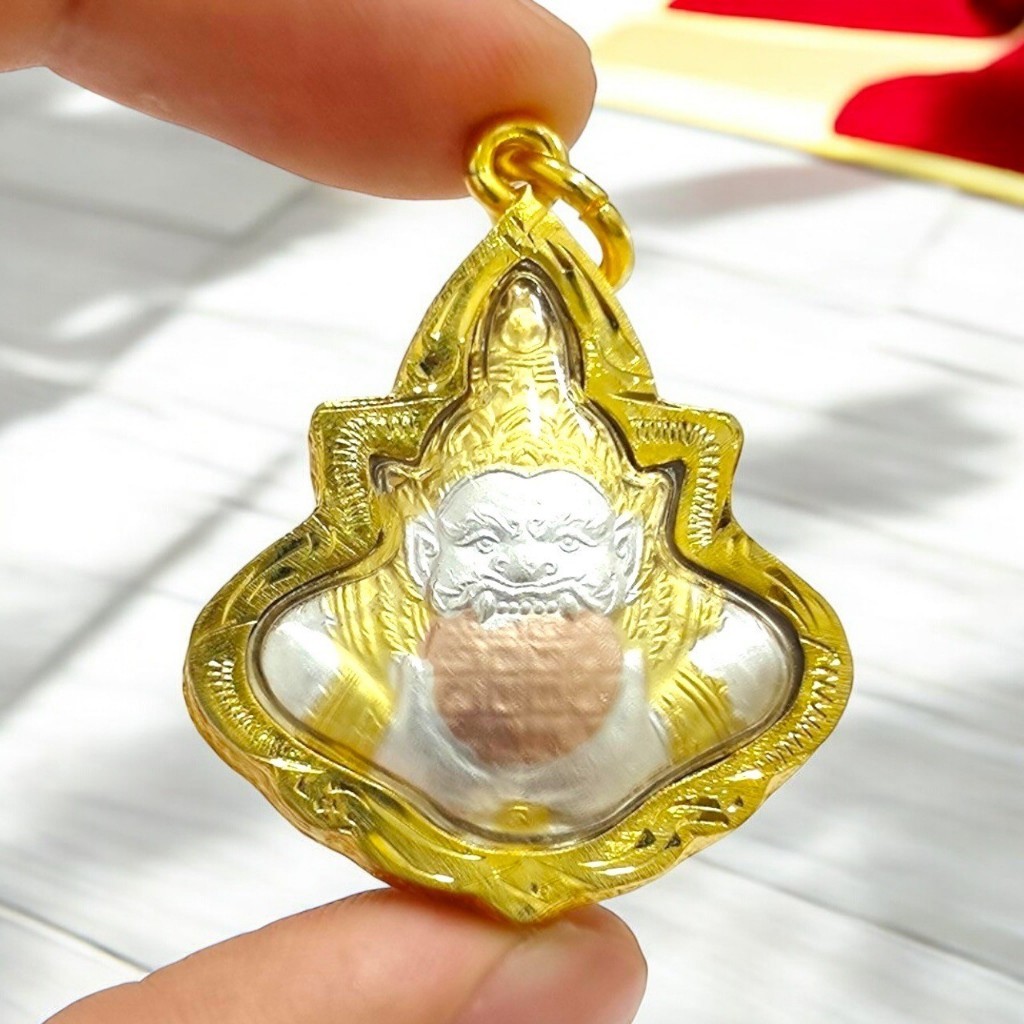 Pendant & Charm Phra Rahu Om Chan 3k Texture Liam Micron Gold Frame For ...
