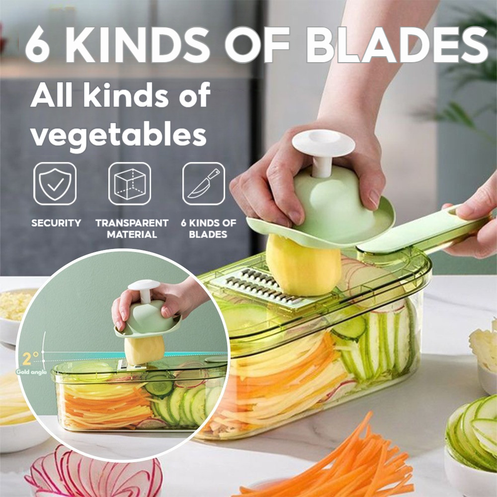 Multifunction Vegetable Cutter Stainless Slicer 6 Blades ...
