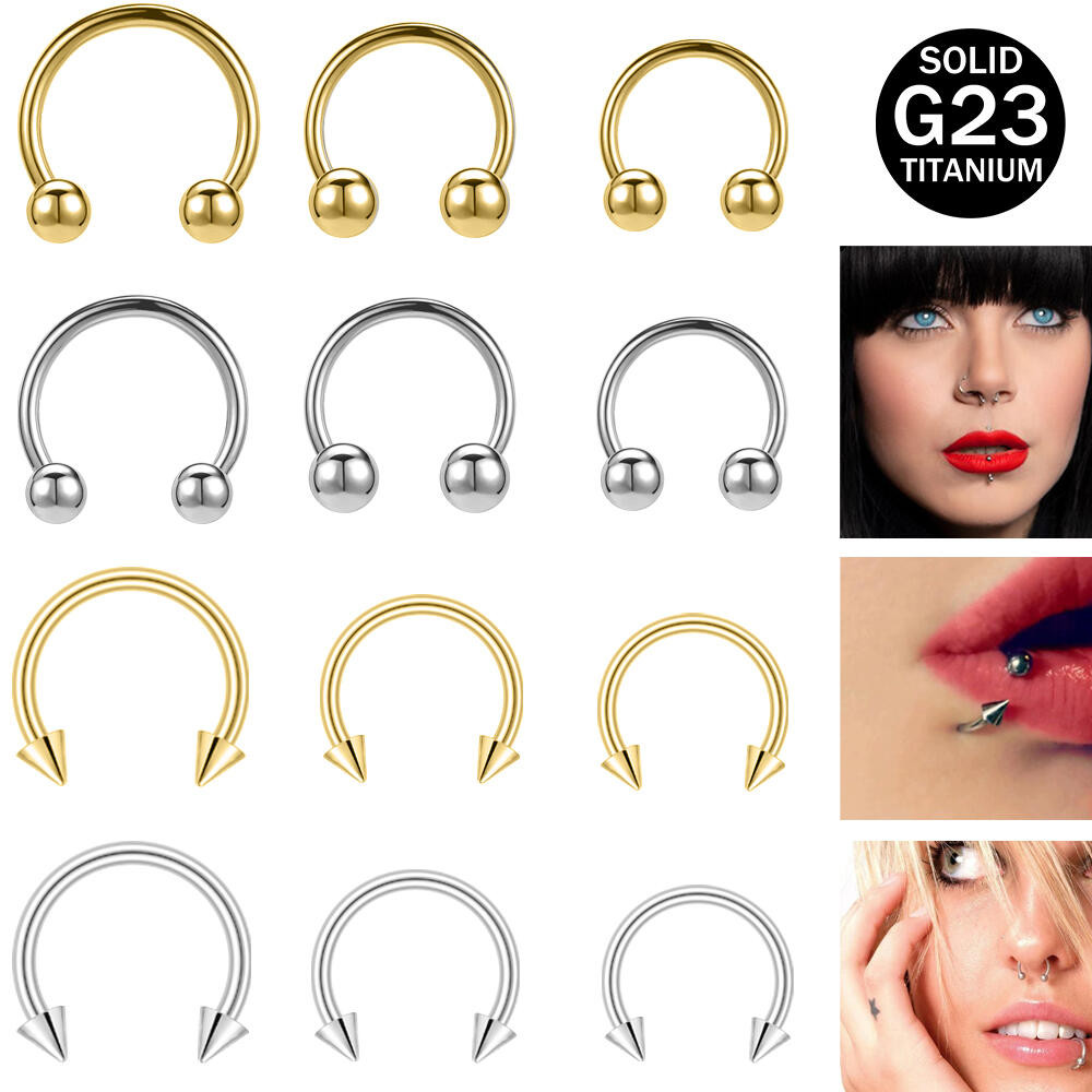 1PC G23 Titanium Horseshoe Nose Rings 16G Septum Rings Piercing Labret ...