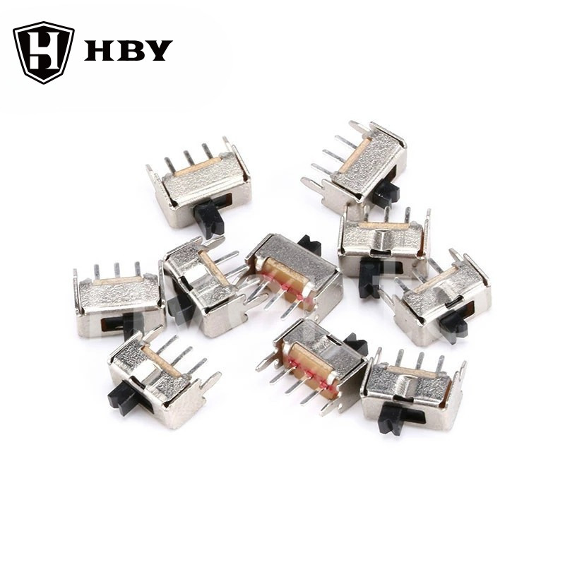 10Pcs SS12D07 Mini Vertical Slide Switch 1P2T 3 Pin Toggle Switch SMD PCB DPDT Vertical Switch ...