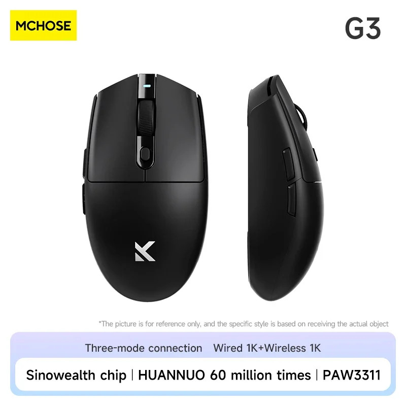 MCHOSE G3 Mouse 3mode Bluetooth Wired 2.4g PAW3395 Lightweight Design Ultra Long Battery Life ...