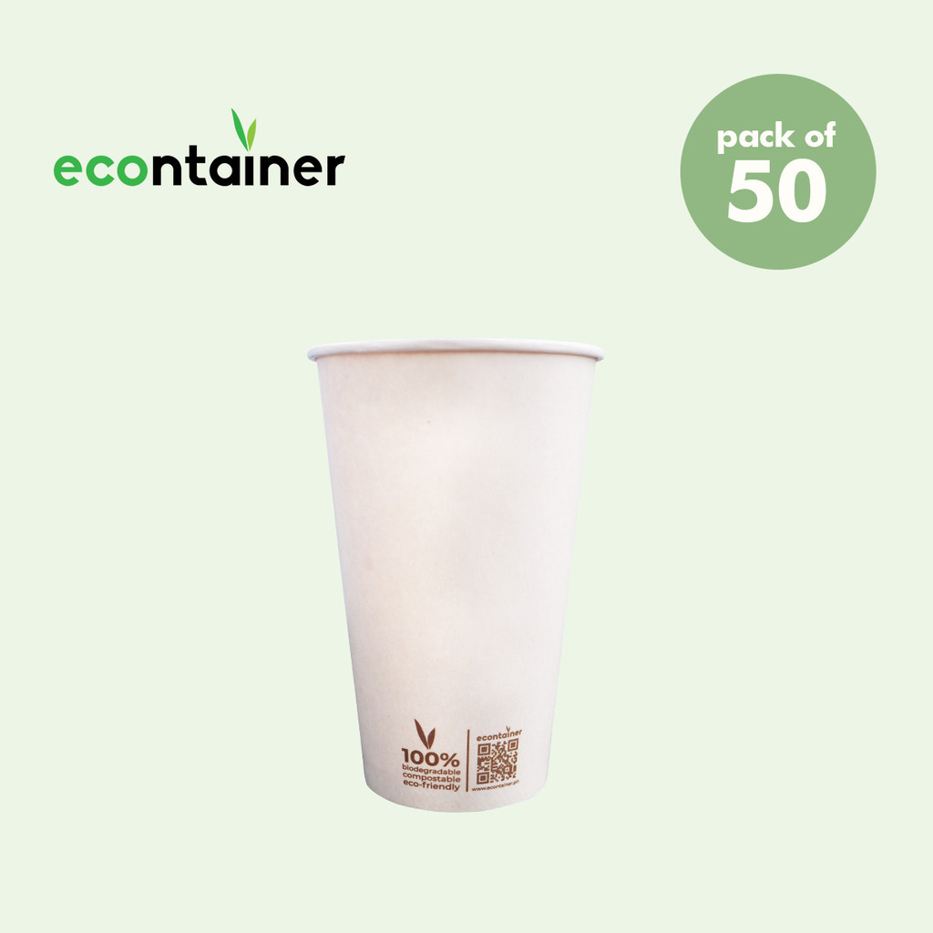 Econtainer C008-3 16oz Sugarcane Bagasse Cold Cup with Small Print [50 ...