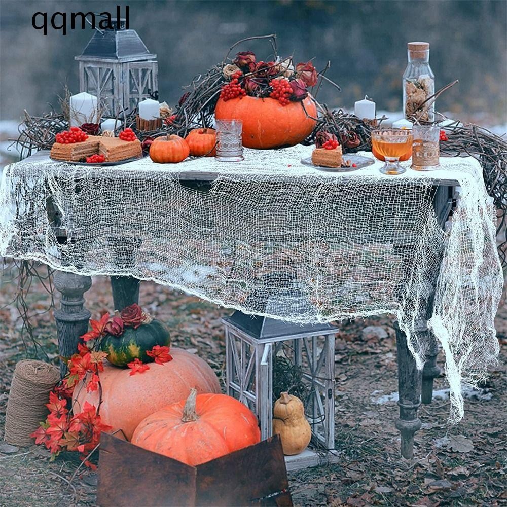 QQMALL Halloween Gauze, Black Horror Tattered Cloths, House Decor White ...