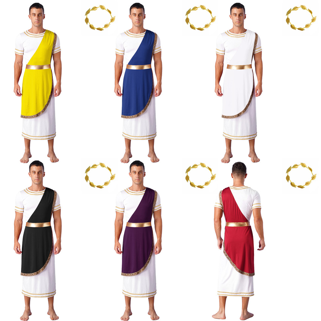 Lorilida Mens Halloween Ancient Greek Toga Costumes Retro Gold ...
