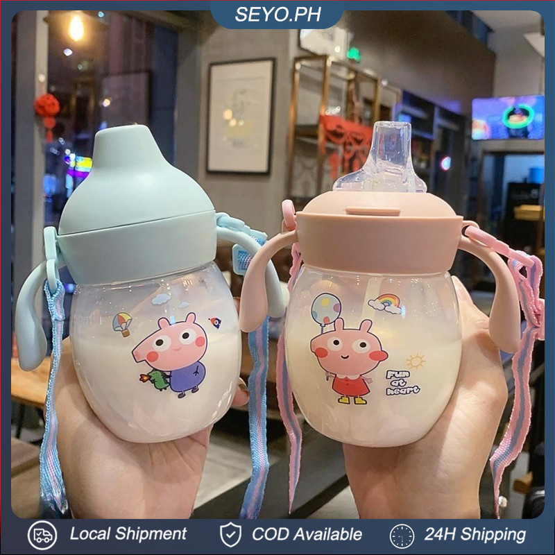 280ML Cartoon Baby Sippy Cup Portable Leak-proof Duck Beak Handle Straw ...